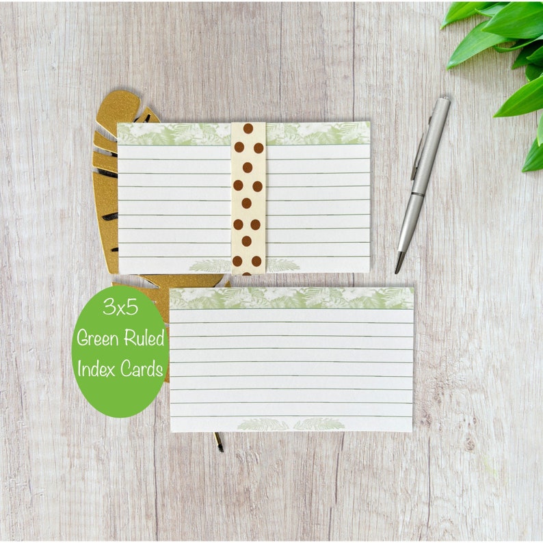 3x5 Index Cards Green Ruled Index Cards pack of 25 Index - Etsy