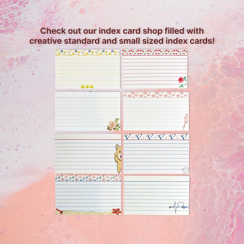 3x5 Index Cards - Pink Ruled Index Cards -pack of 25 Index Cards ...