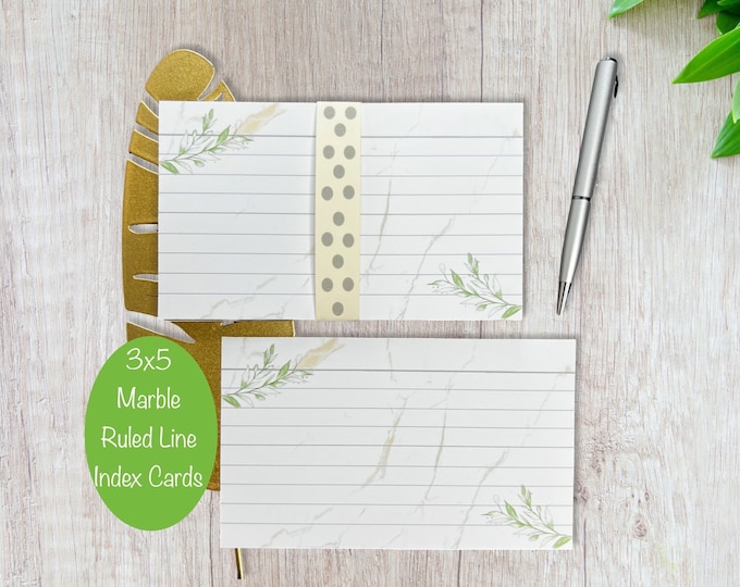 3x5 Index Cards Marble Ruled Index Cards pack of 25 Index Cards Floral ...