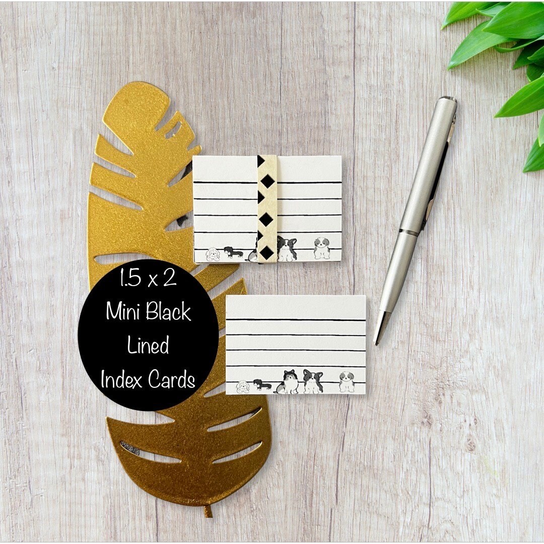 Mini Index Cards Black Ruled Index Cards pack of 75 Small Index Cards ...