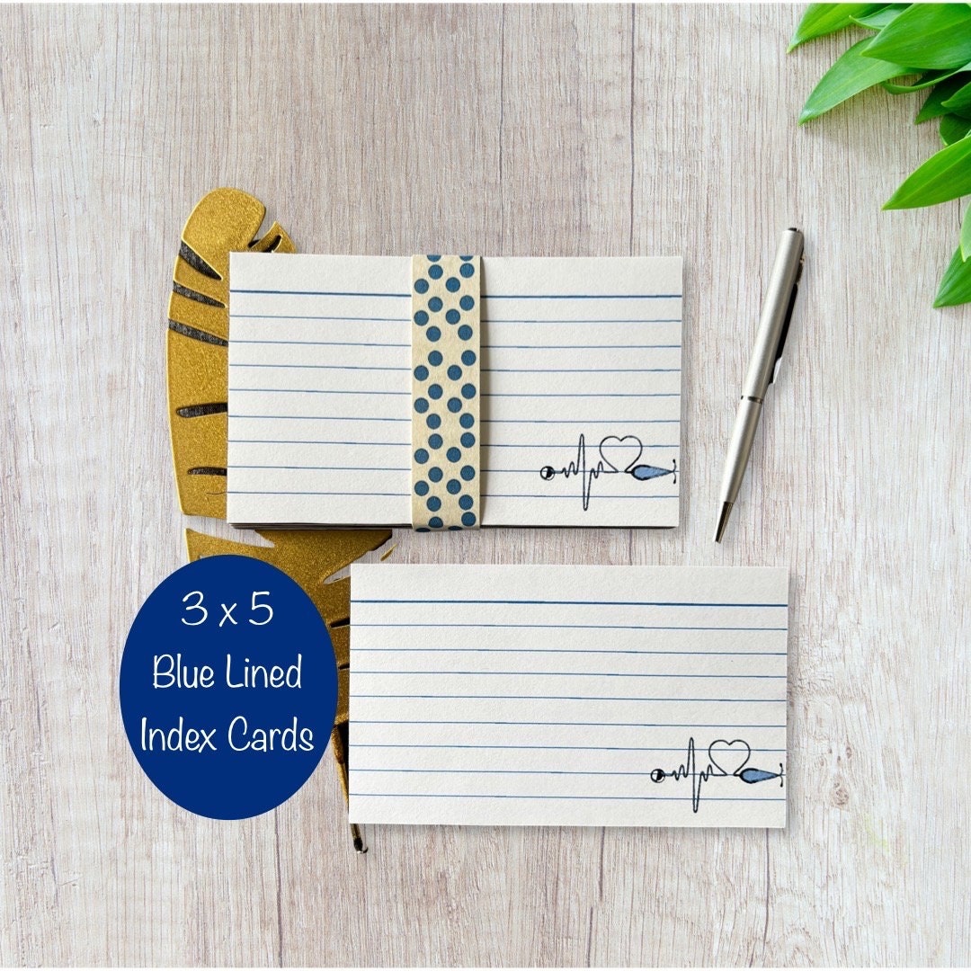 3x5 Index Cards - Blue Ruled Index Cards -pack of 25 Index Cards ...