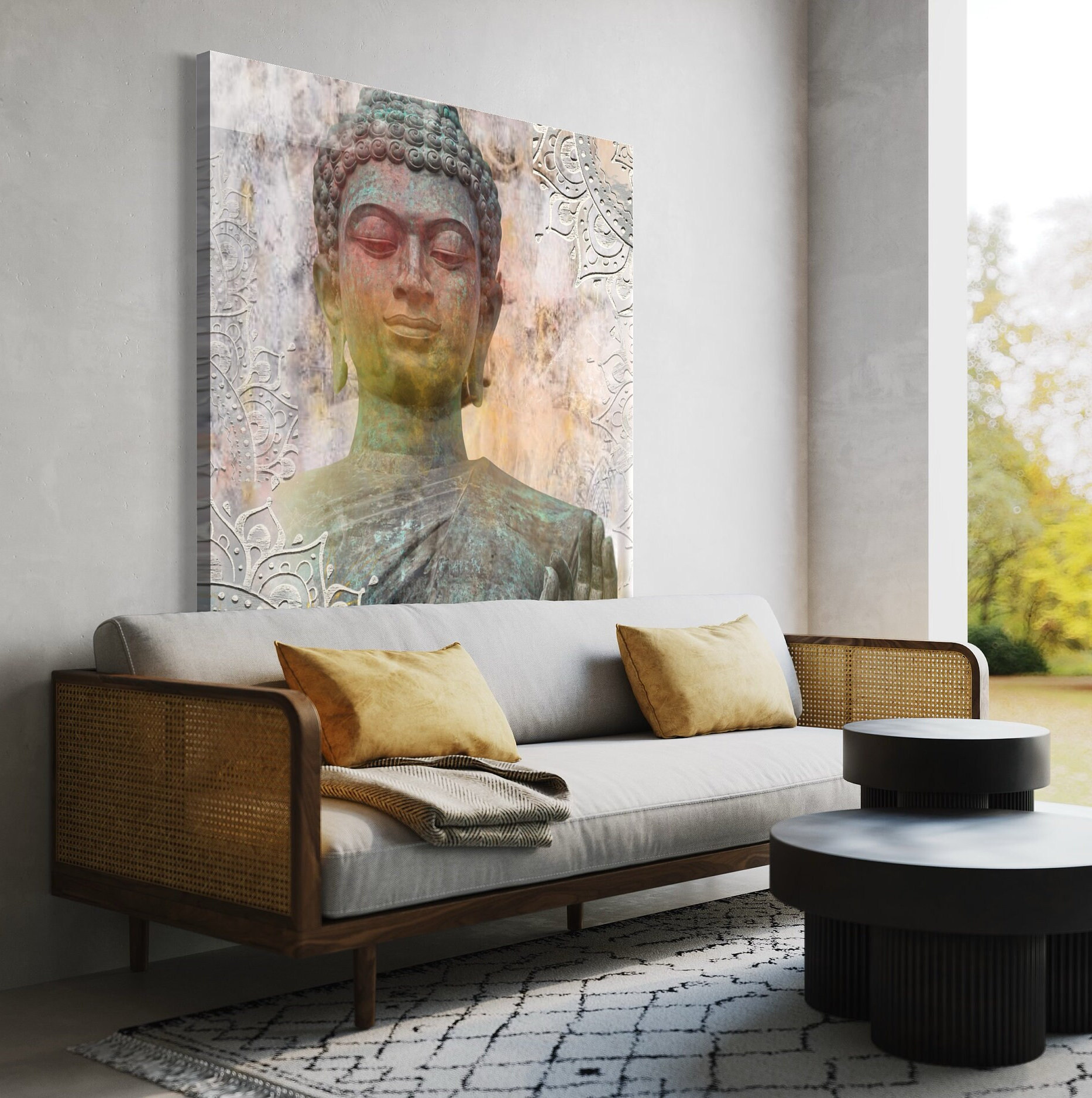 Buddha Painting Canvas Original Wall Art Canvas Large Modern Buddha ...