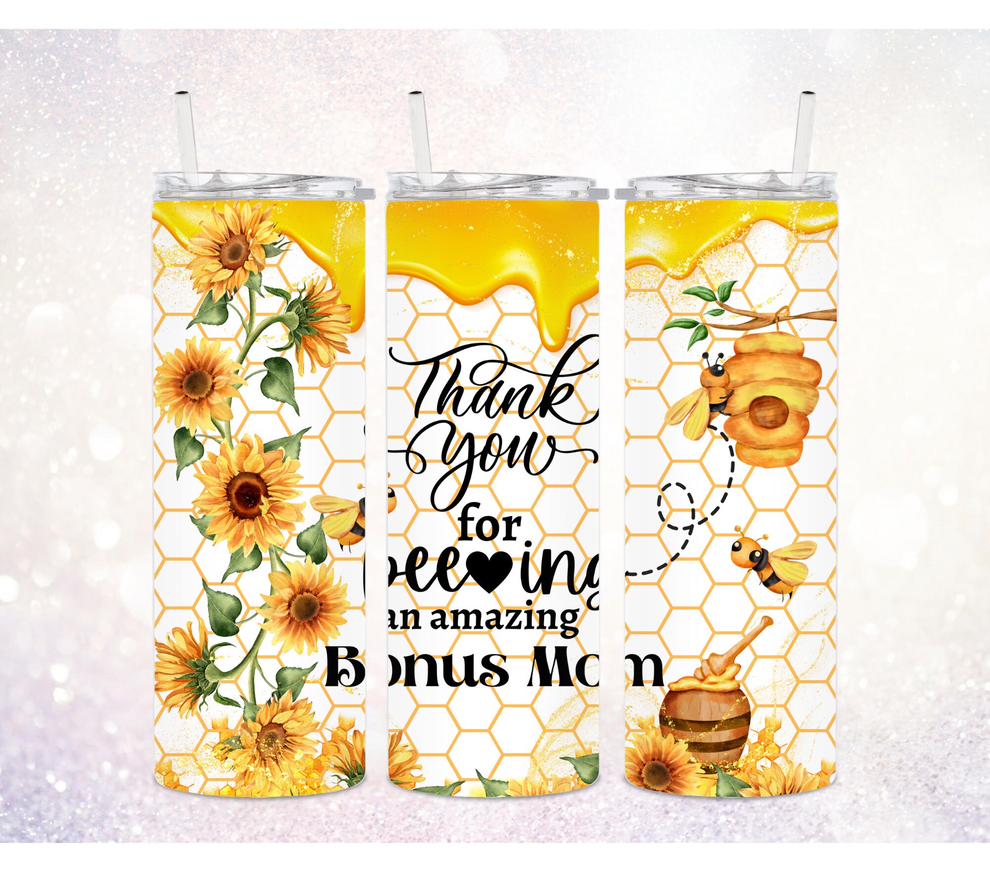 Honey Bee Bonus Mom Appreciation 20 Oz Skinny Tumbler PNG - Etsy