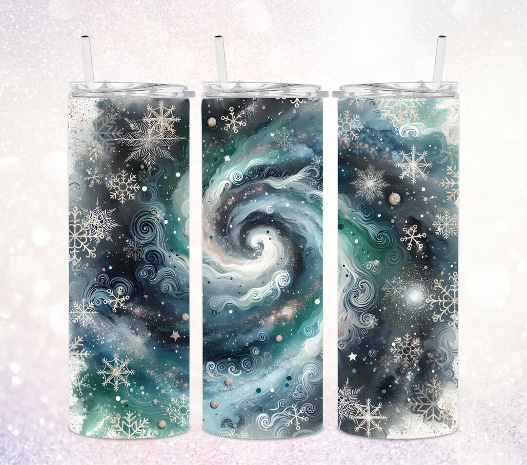 Winter Snowflakes Glitter Milky Way 20 Oz Tumbler PNG ~ Stars Tumbler ...