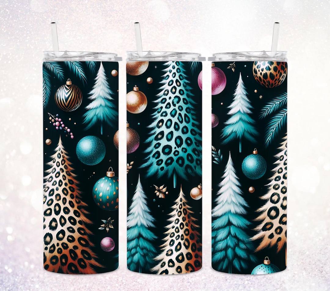 Leopard Evergreen Christmas Trees 20 Oz Tumbler PNG ~ Boujee Tumbler ...