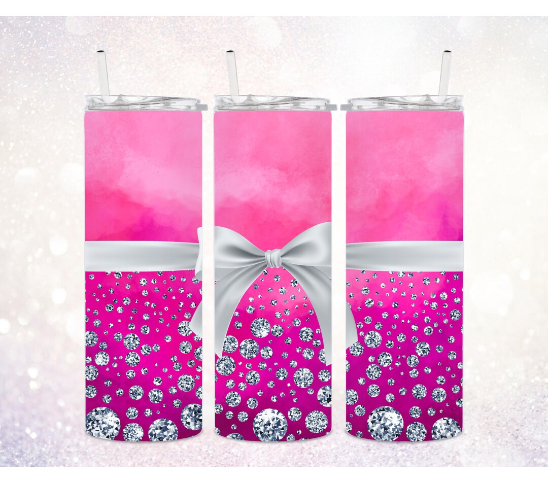 Hot Pink 20 Oz Tumbler PNG ~ Diamonds Tumbler PNG ~ Pink Tumbler Wrap ...