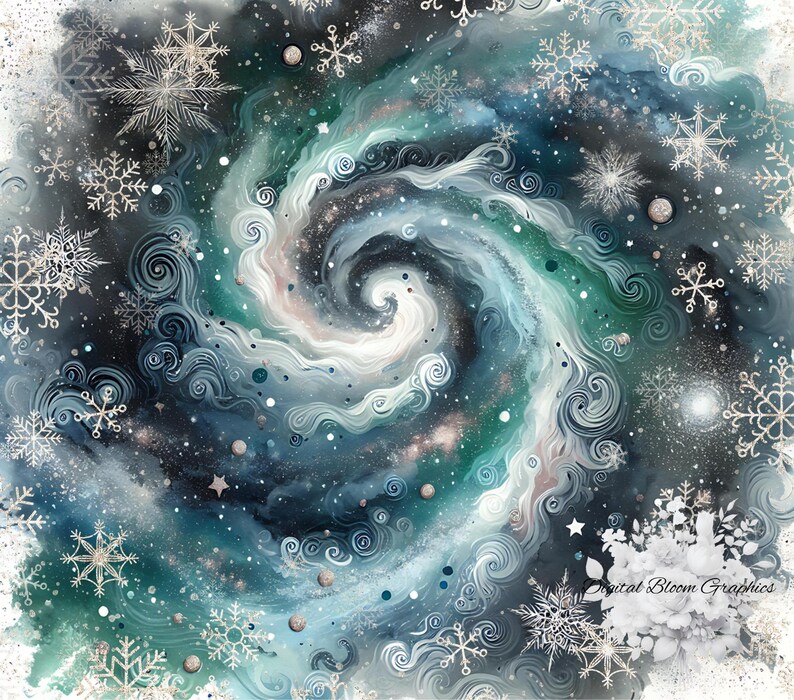 Winter Snowflakes Glitter Milky Way 20 Oz Tumbler PNG ~ Stars Tumbler ...