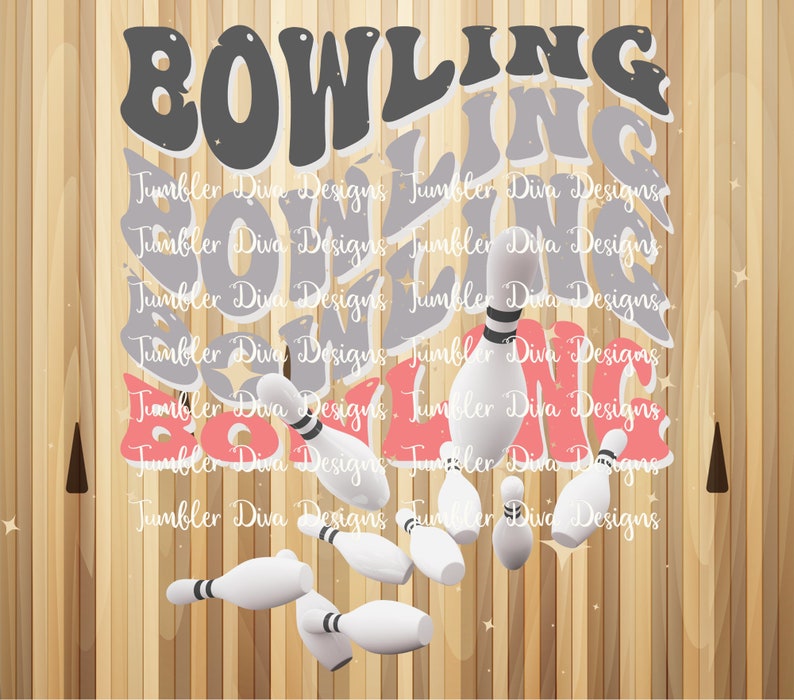 Bowling 20 Oz Tumbler PNG ~ Retro Bowling Tumbler PNG ~ Bowling Skinny ...
