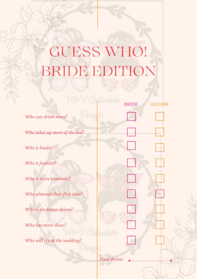 Guess Who Bride Groom Game Bridal Shower Game Bride or Groom Printable ...