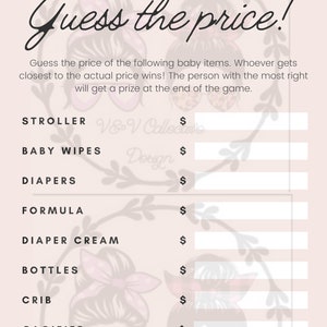 The Price is Right Baby Shower Game Baby Shower Games Printable Baby ...