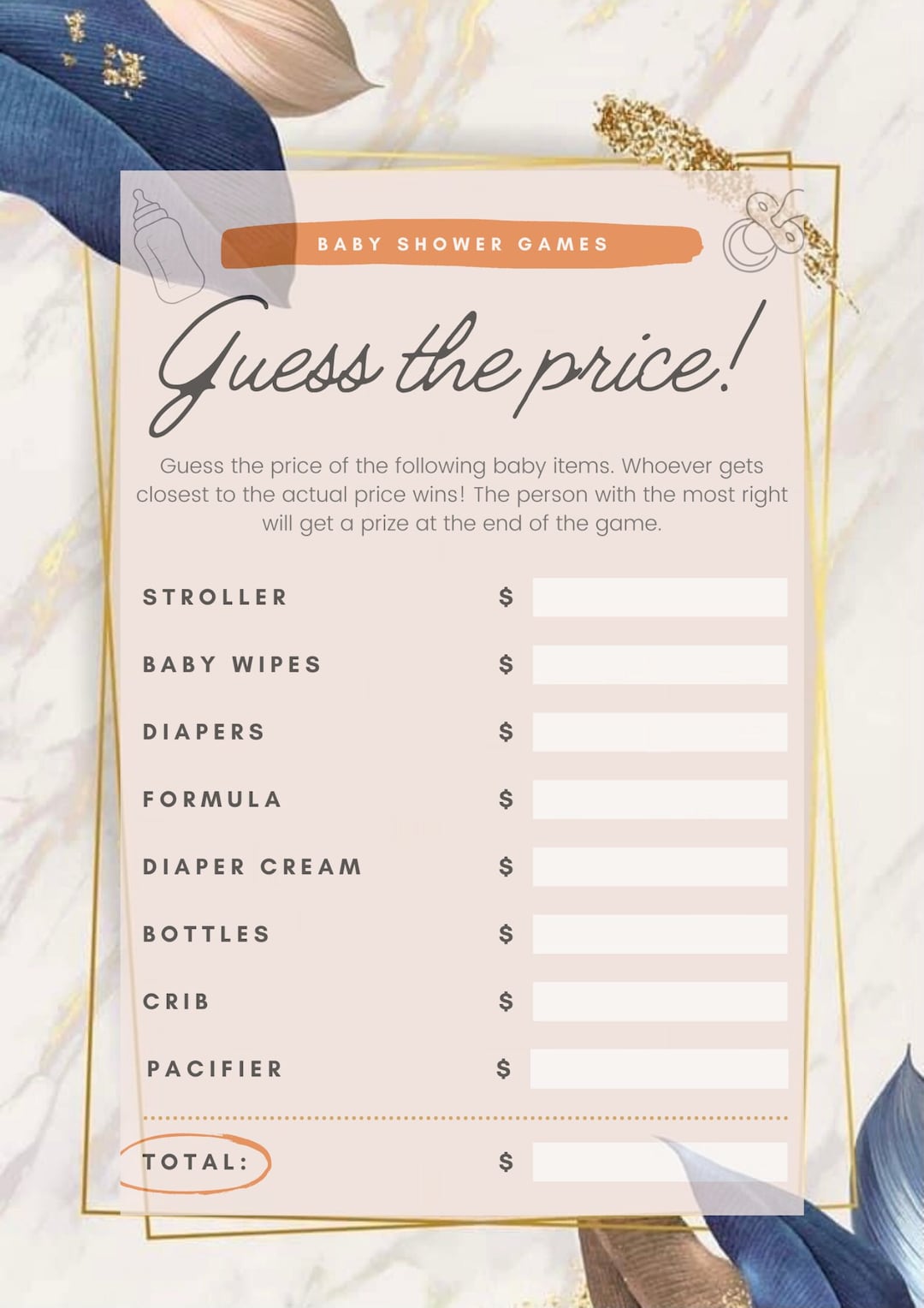 The Price is Right Baby Shower Game Baby Shower Games Printable Baby ...