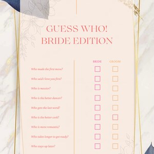 Guess Who Bride Groom Game Bridal Shower Game Bride or Groom Printable ...