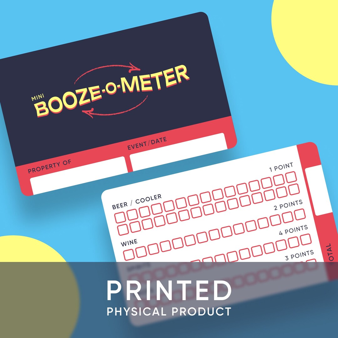 100 Printed Boooze-o-meter Cards - Party Game | Drinking Game | Drink ...