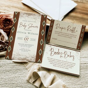Aztec Western Baby Shower Invitation Terracotta Aztec Invitations ...