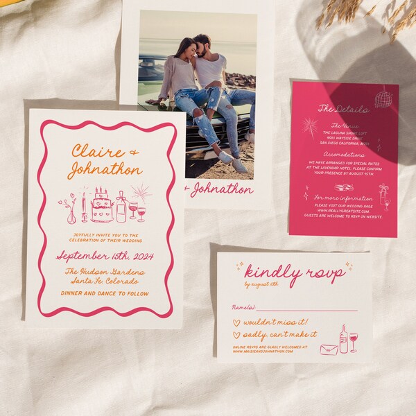 Doodle Wedding Invitation - Etsy