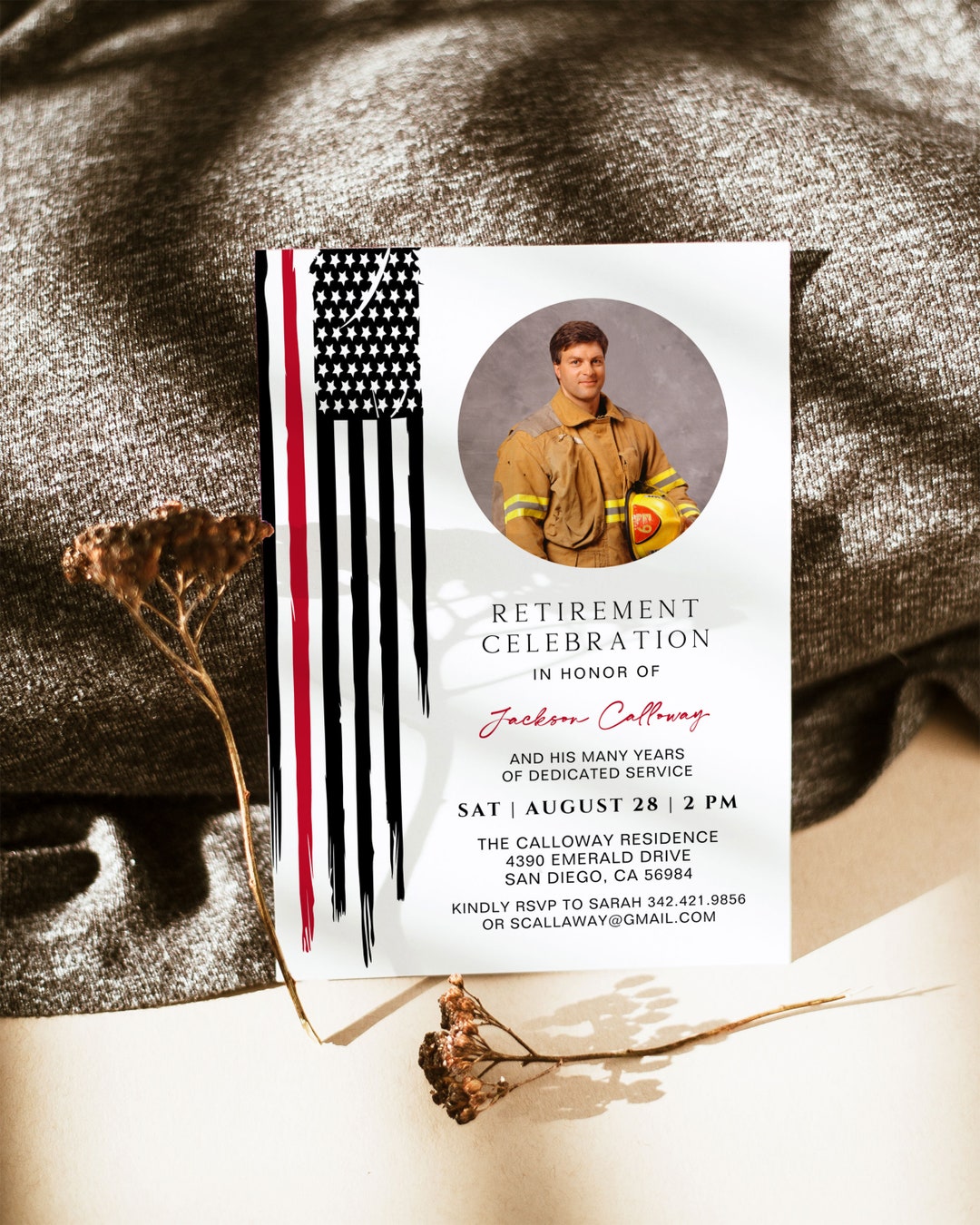 Fireman Retirement Party Invitation Template, DIY Printable Fire ...