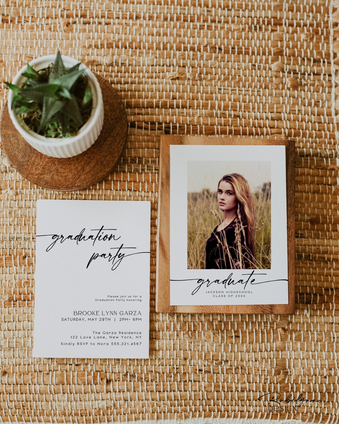 Graduation Party Invitation Template, Modern Graduation Announcement ...