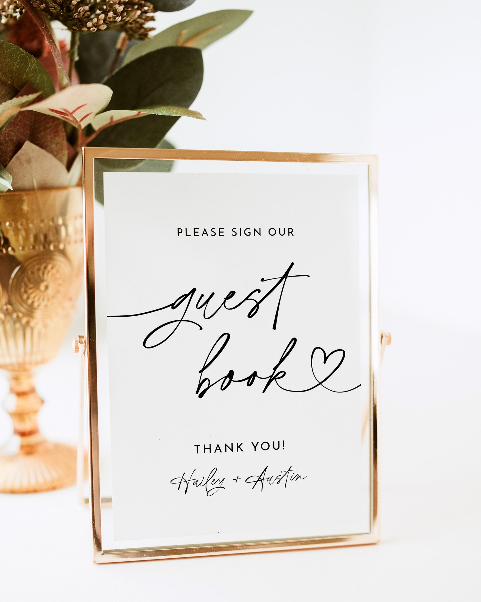 Minimalist Guestbook Sign Template, Modern Wedding Sign Our Book ...