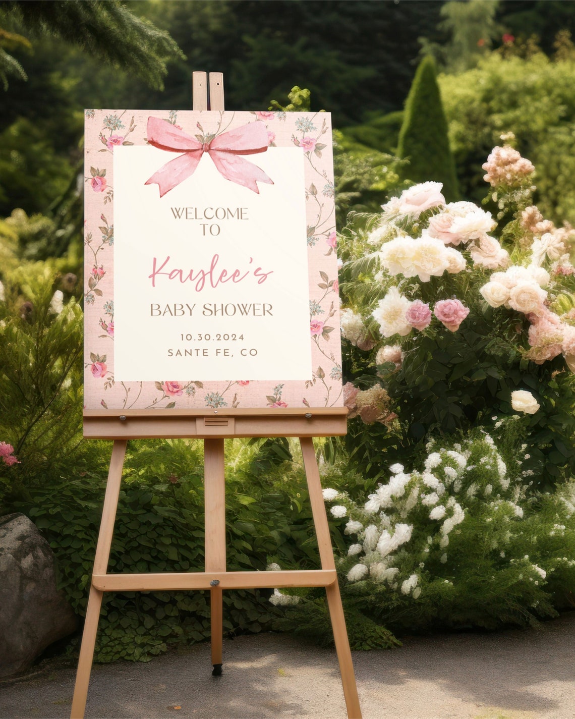 DIY Editable Coquette Shabby Chic Baby Shower Sign, Customizable ...