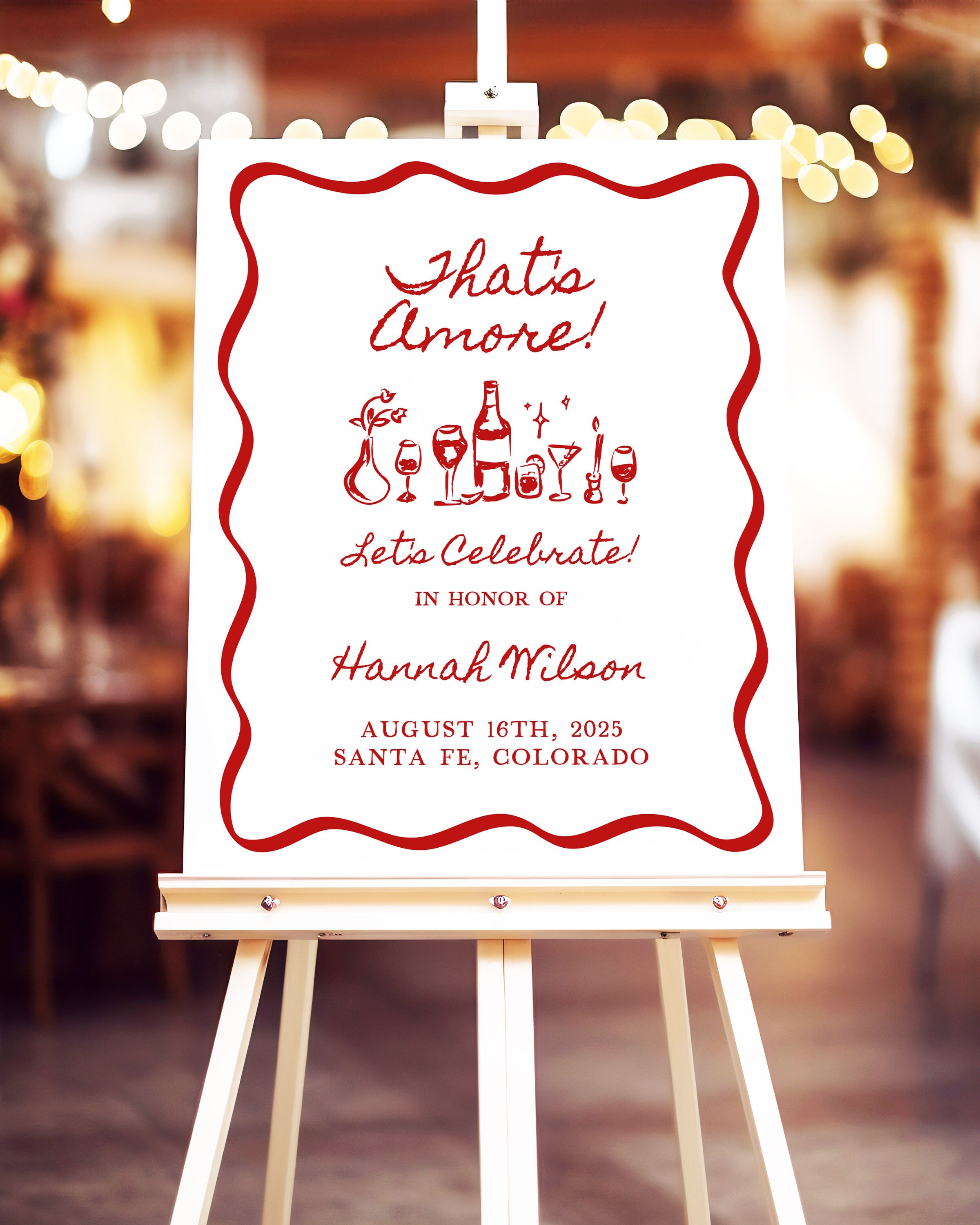 Thats Amore Party Welcome Sign Template, Hand Drawn French Style ...