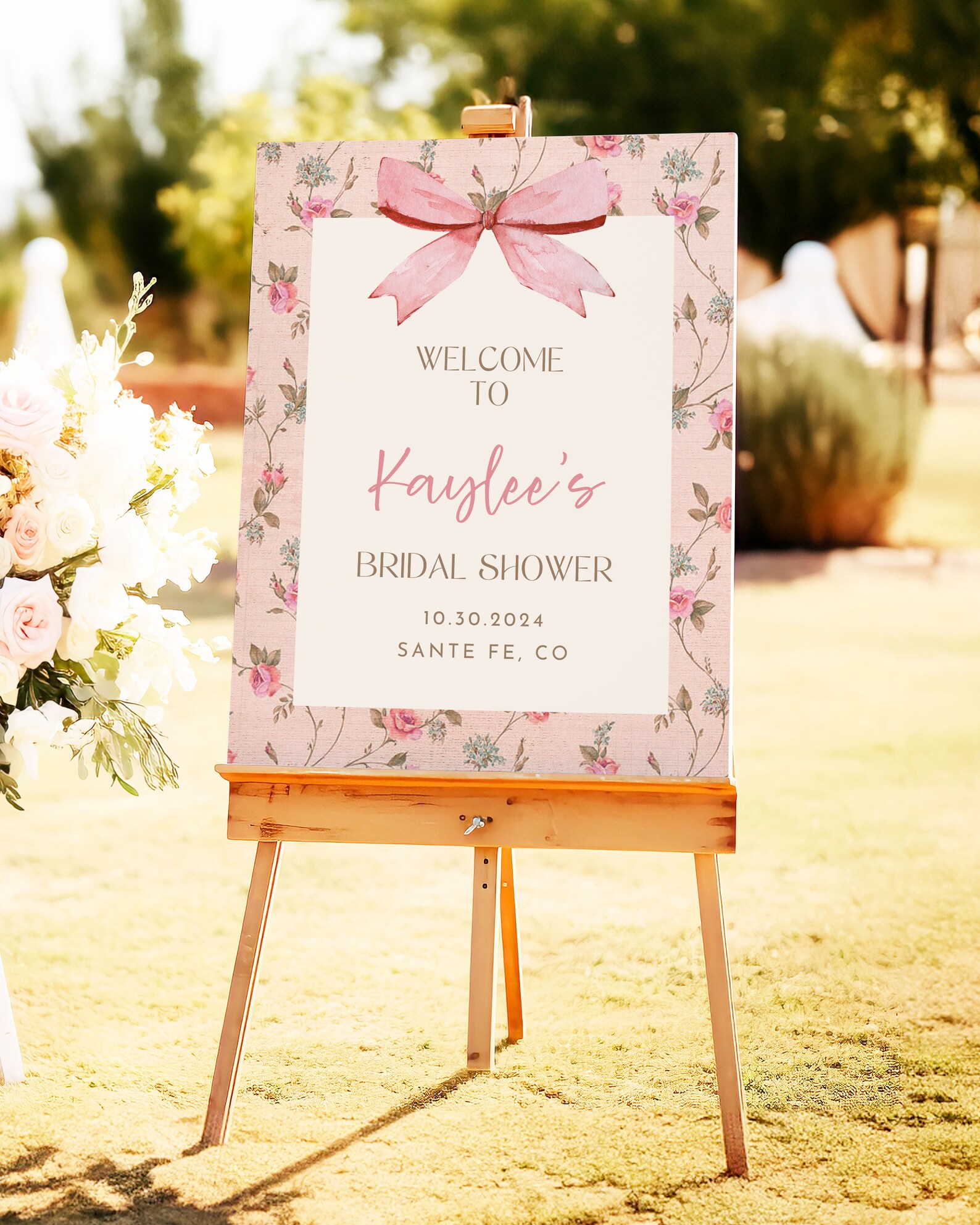 DIY Editable Coquette Shabby Chic Bridal Shower Sign, Customizable ...