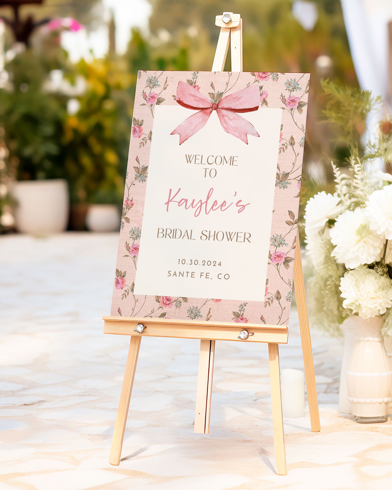 DIY Editable Coquette Shabby Chic Bridal Shower Sign, Customizable ...