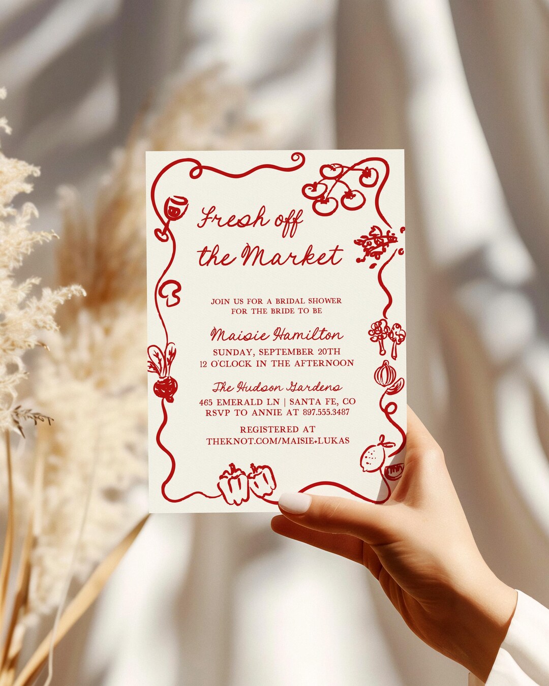 Off the Market Bridal Shower Invitation Template, Editable Hand Drawn ...