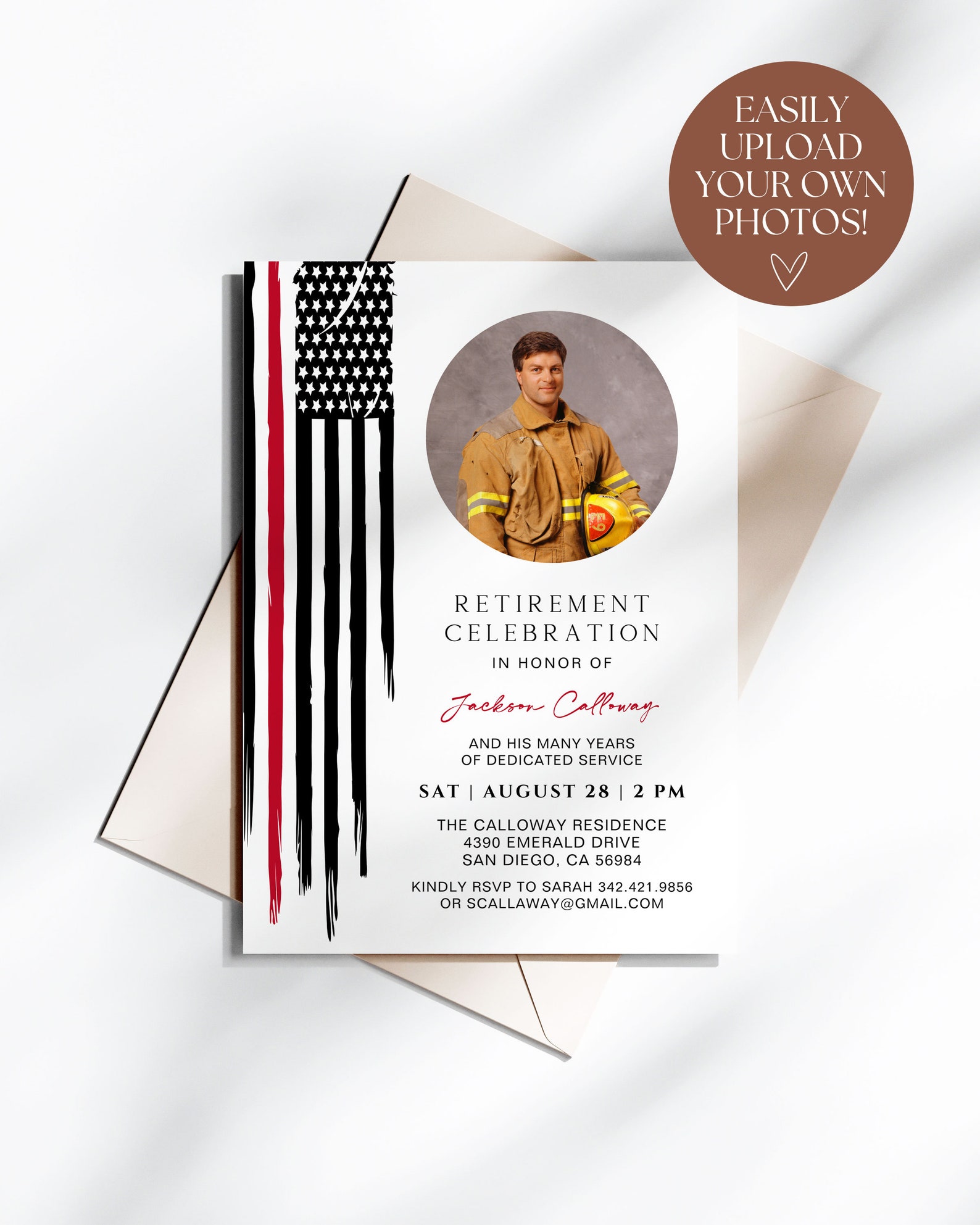 Fireman Retirement Party Invitation Template, DIY Printable Fire ...