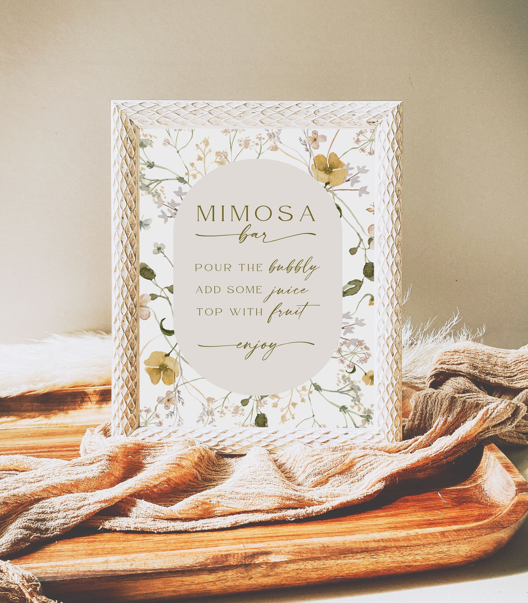 Mimosa Bar Bridal Shower Sign Wildflower Bridal Shower Mimosa Sign ...