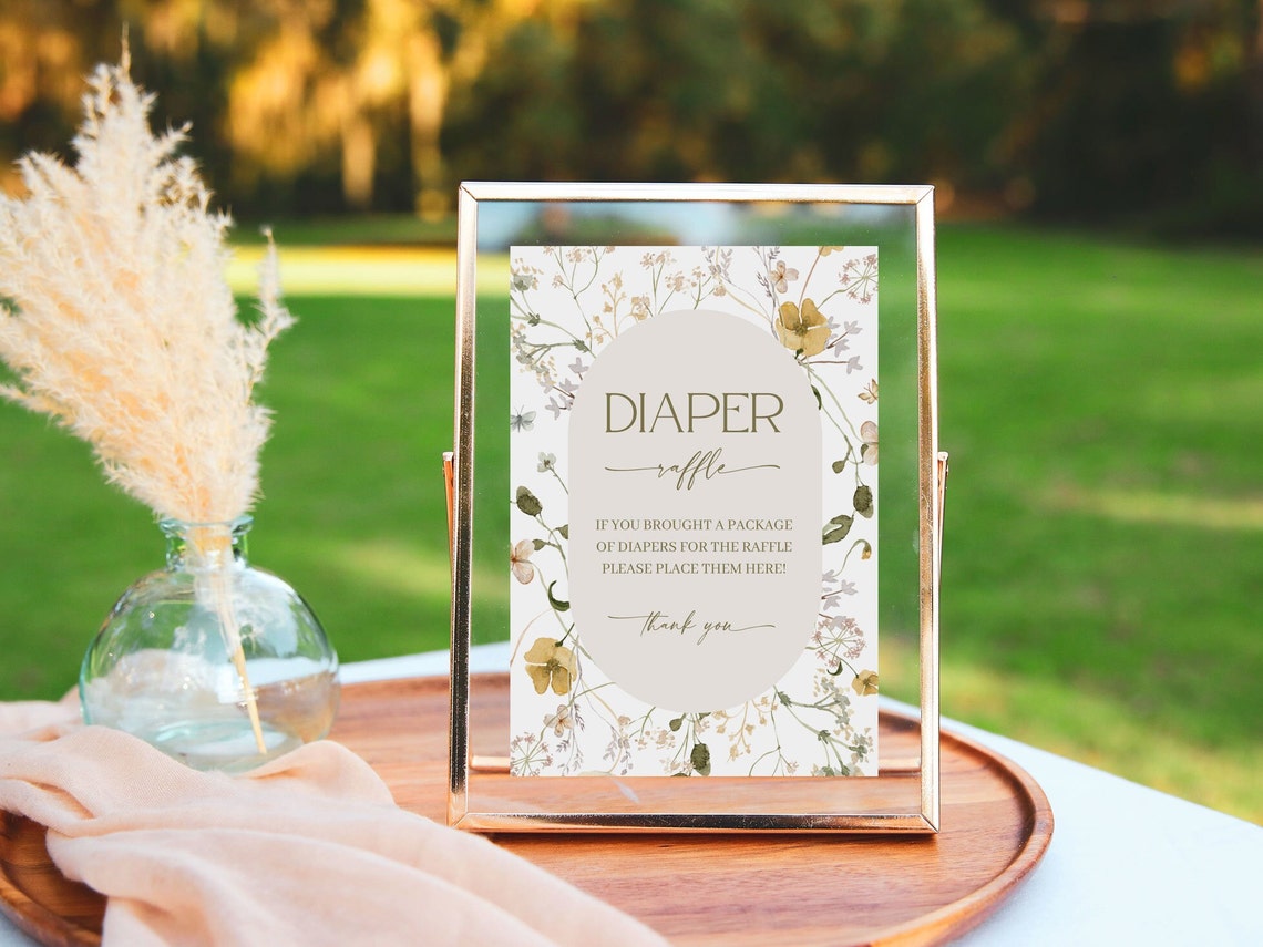 Wildflower Baby Shower Diaper Raffle Sign and Raffle Tickets - Etsy