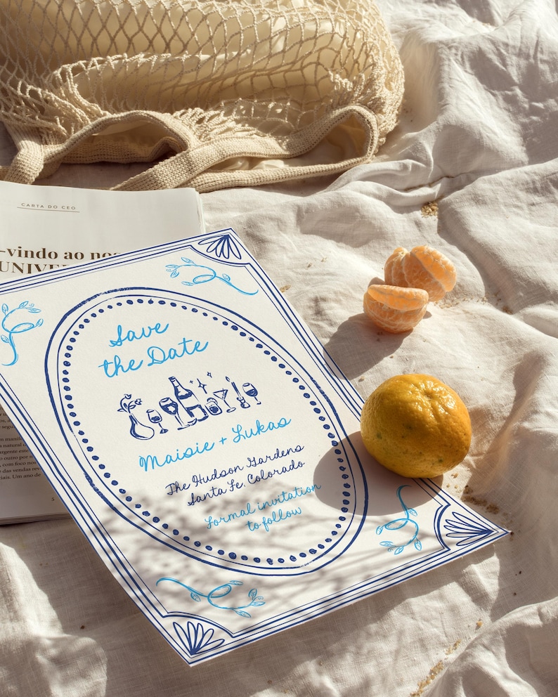 Whimsical Hand Drawn Invite, Handwritten Wavy Border Save the Date ...