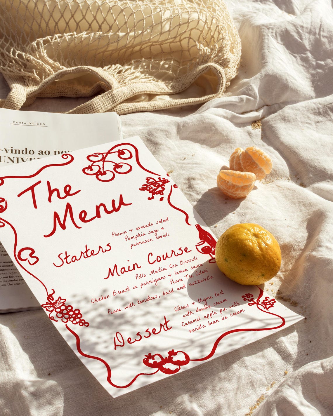 Hand Drawn Wedding Menu Template DIY Editable Shower Placecards ...