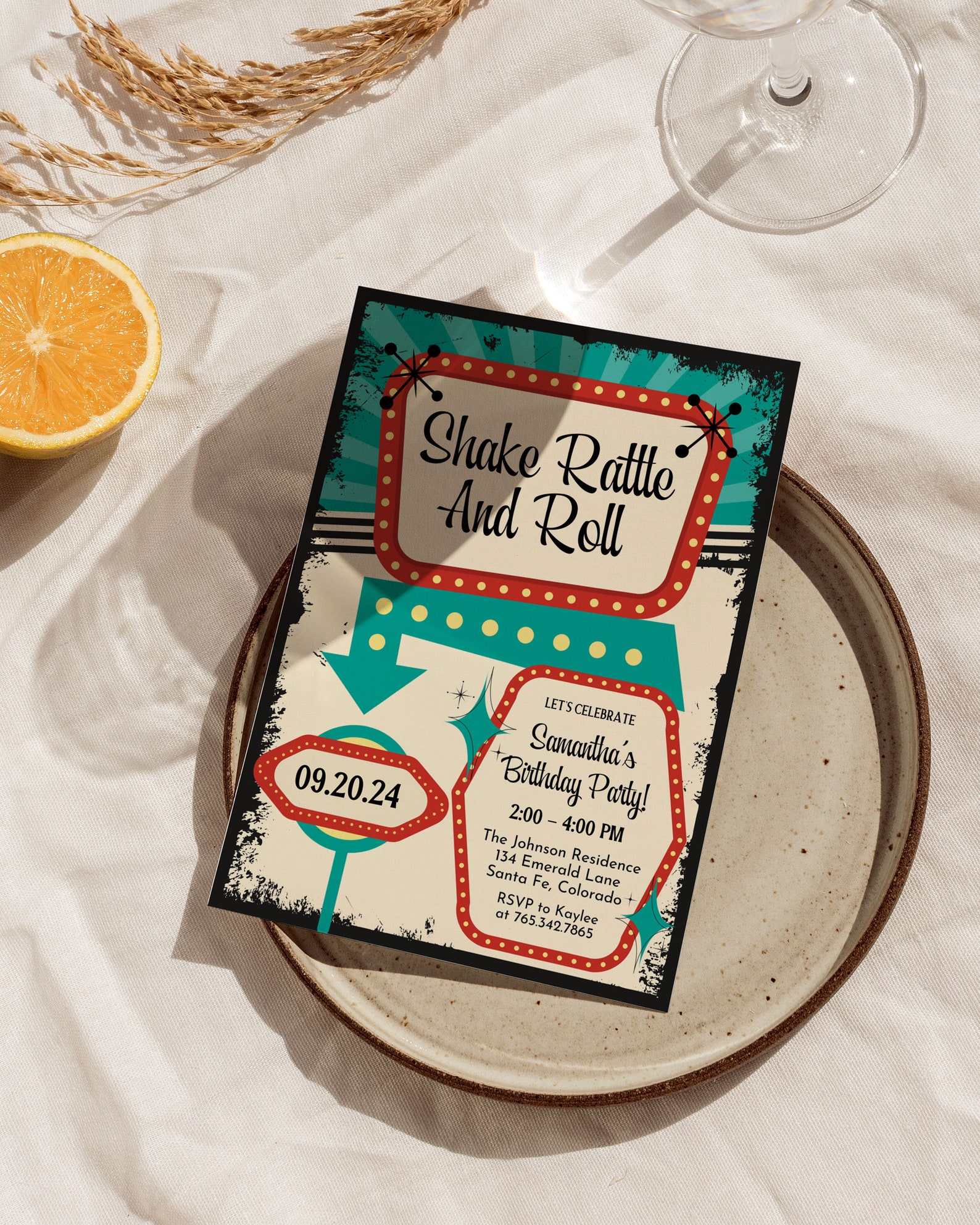 Birthday Invitation Template 1950's Themed Party Invite DIY Editable ...