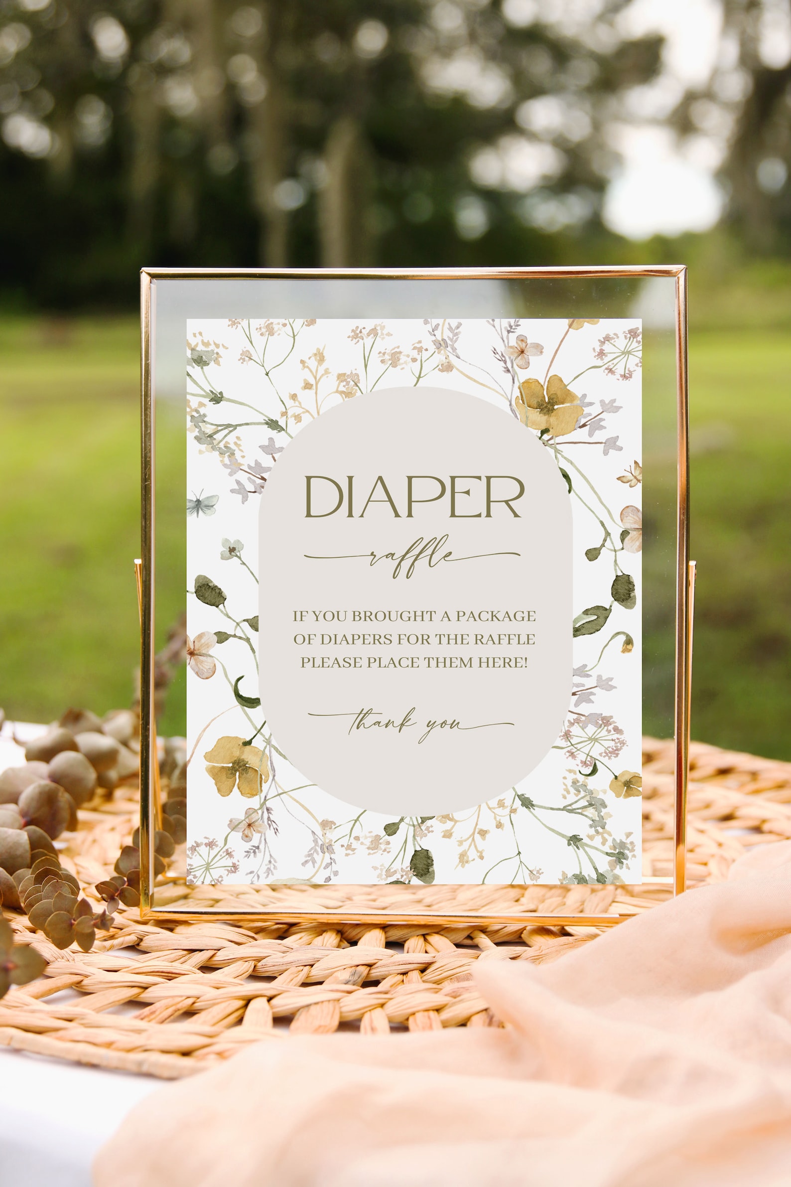 Wildflower Baby Shower Diaper Raffle Sign and Raffle Tickets, Diaper ...