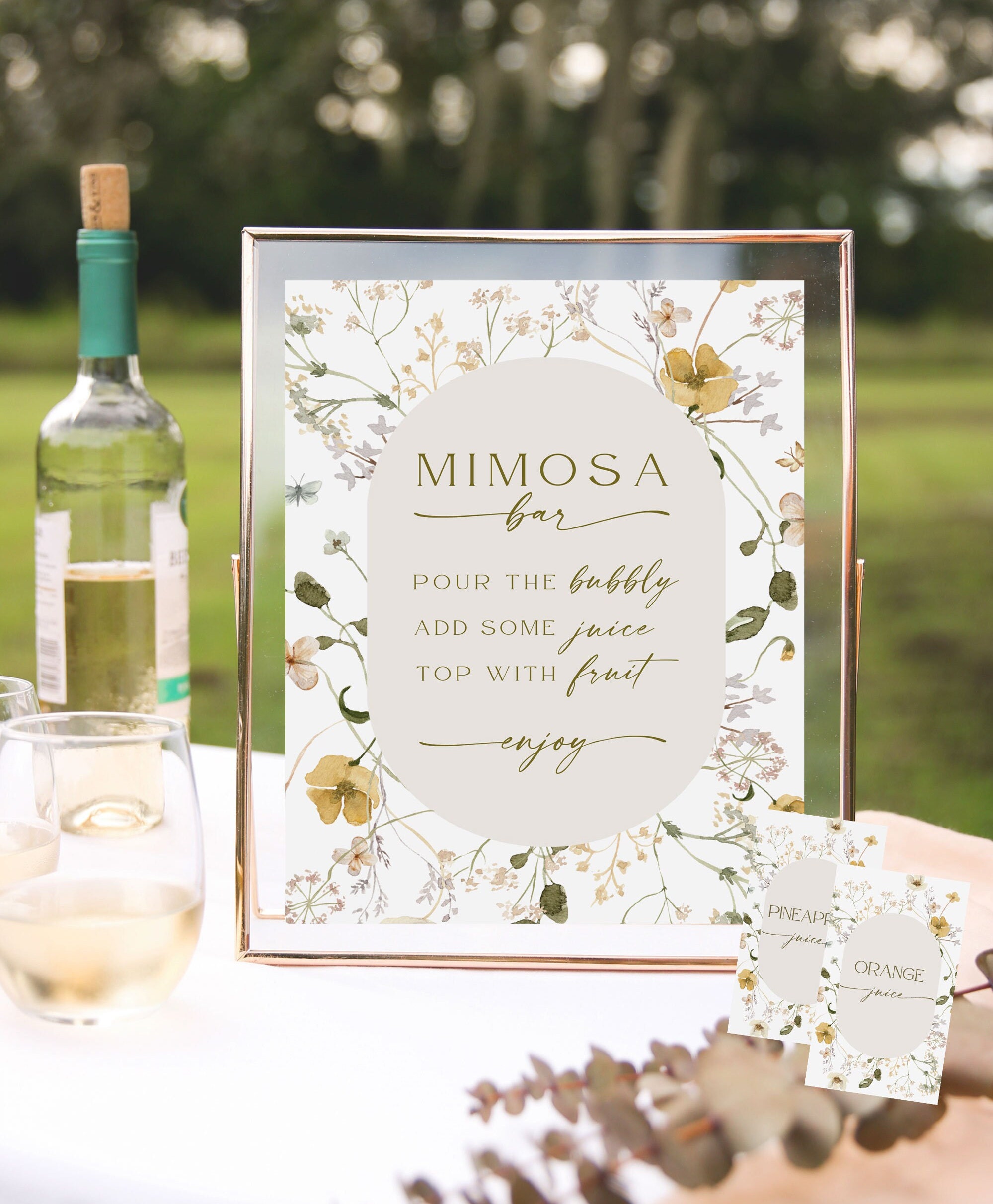 Mimosa Bar Bridal Shower Sign Wildflower Bridal Shower Mimosa Sign ...