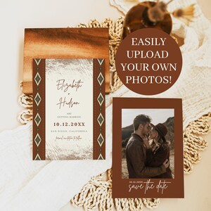 Southwestern Photo Save the Date Card Aztec Editable Western Invitation ...