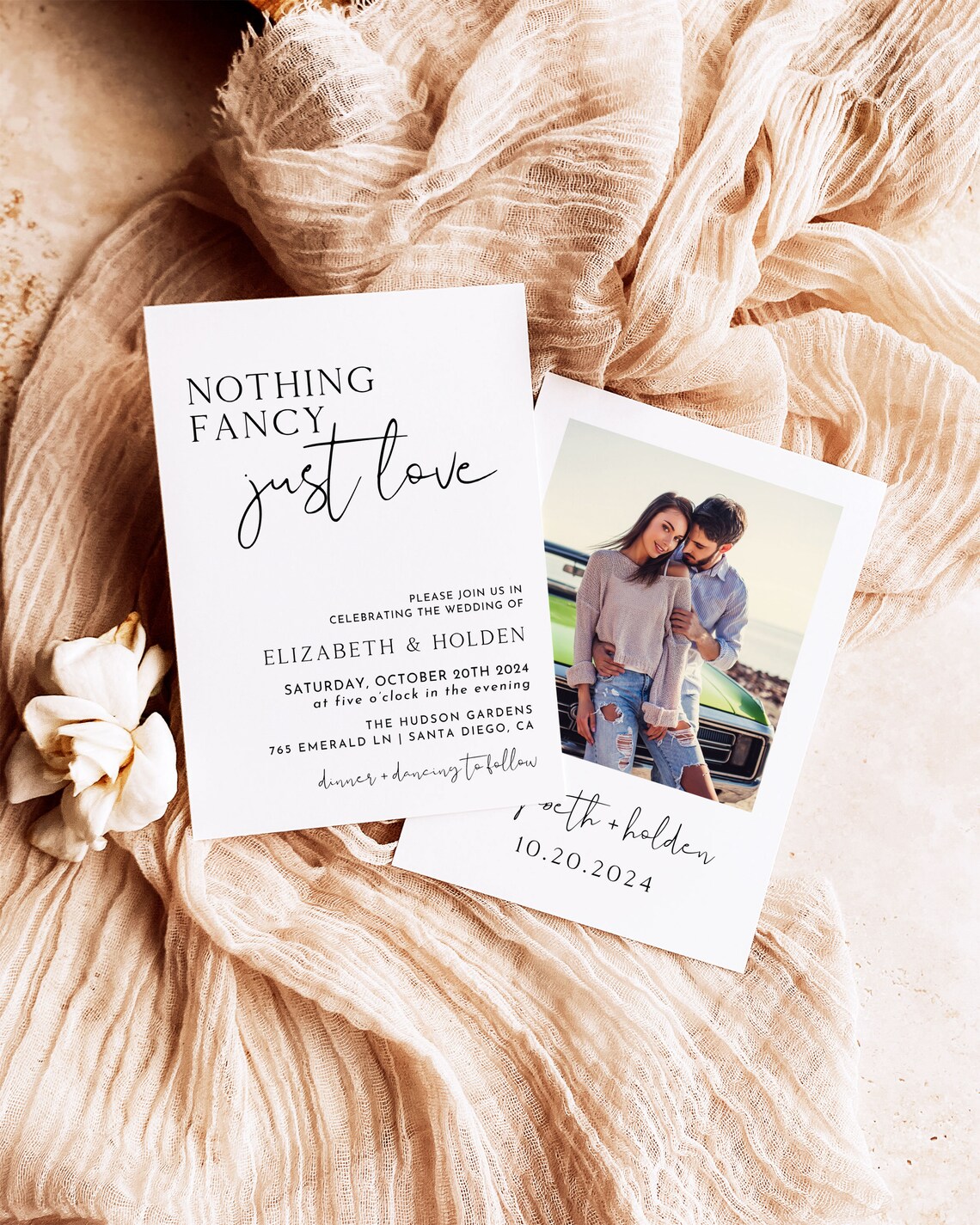 Modern Minimalist Wedding Invitation Template, DIY Editable Photo Event ...