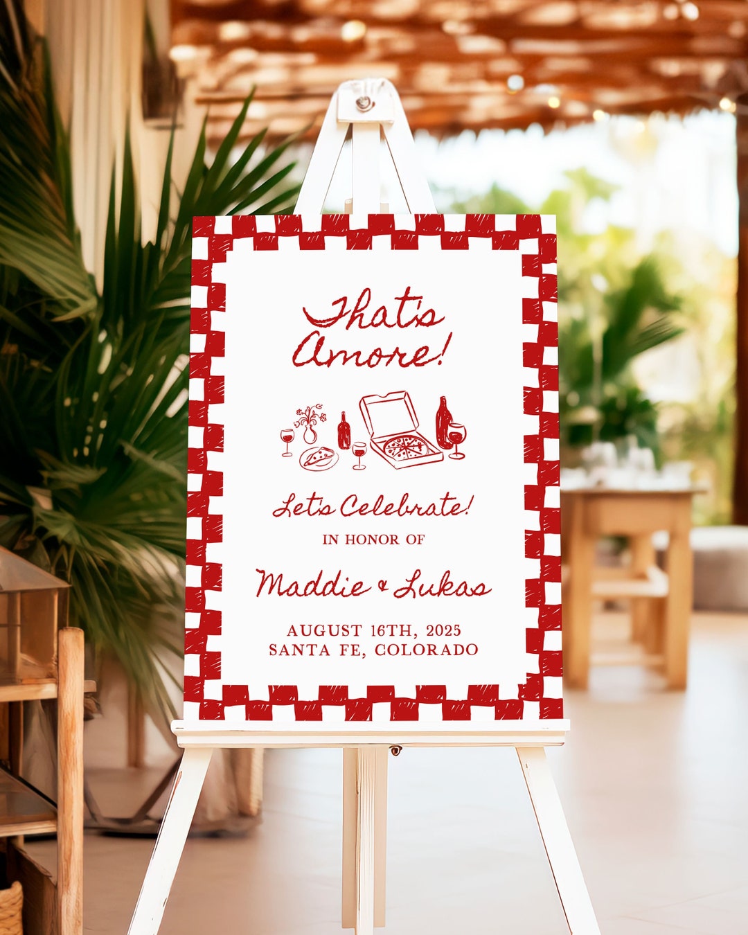 Thats Amore Italian Pizza Party Welcome Sign Template, Hand Drawn ...