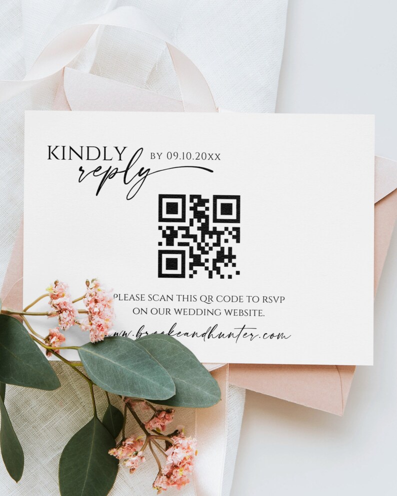 Minimalist QR Code Response Card, QR Code Response Card, RSVP Online ...