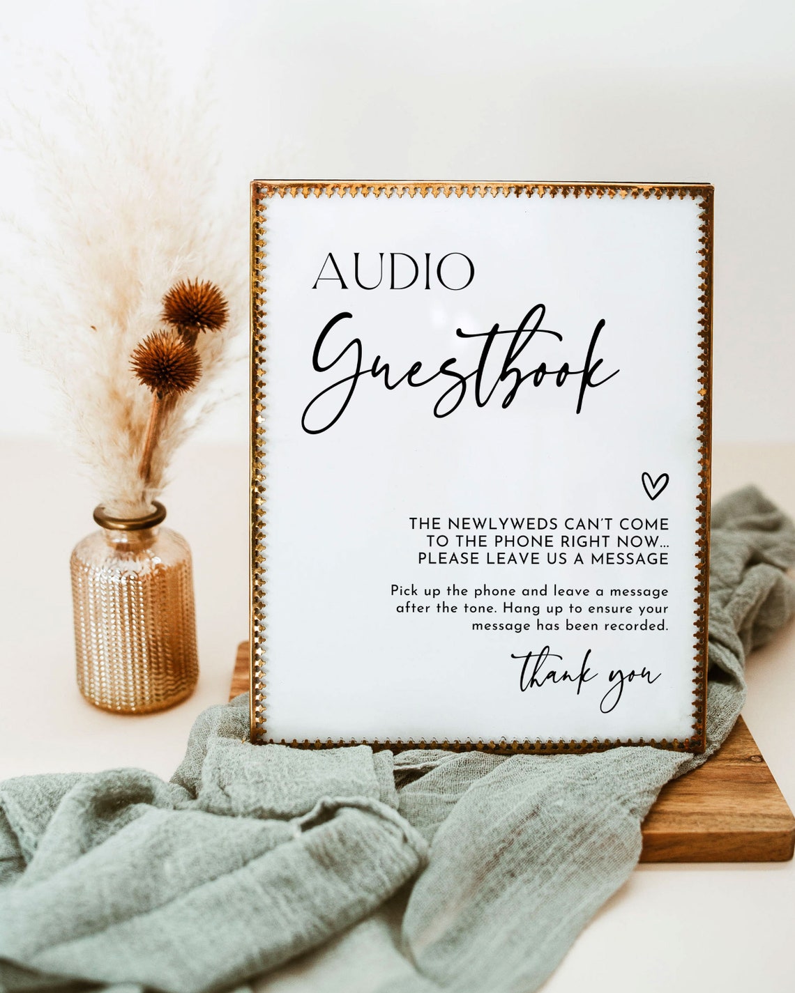 Modern Audio Guestbook Sign Template, Minimalist Phone Message Wedding ...