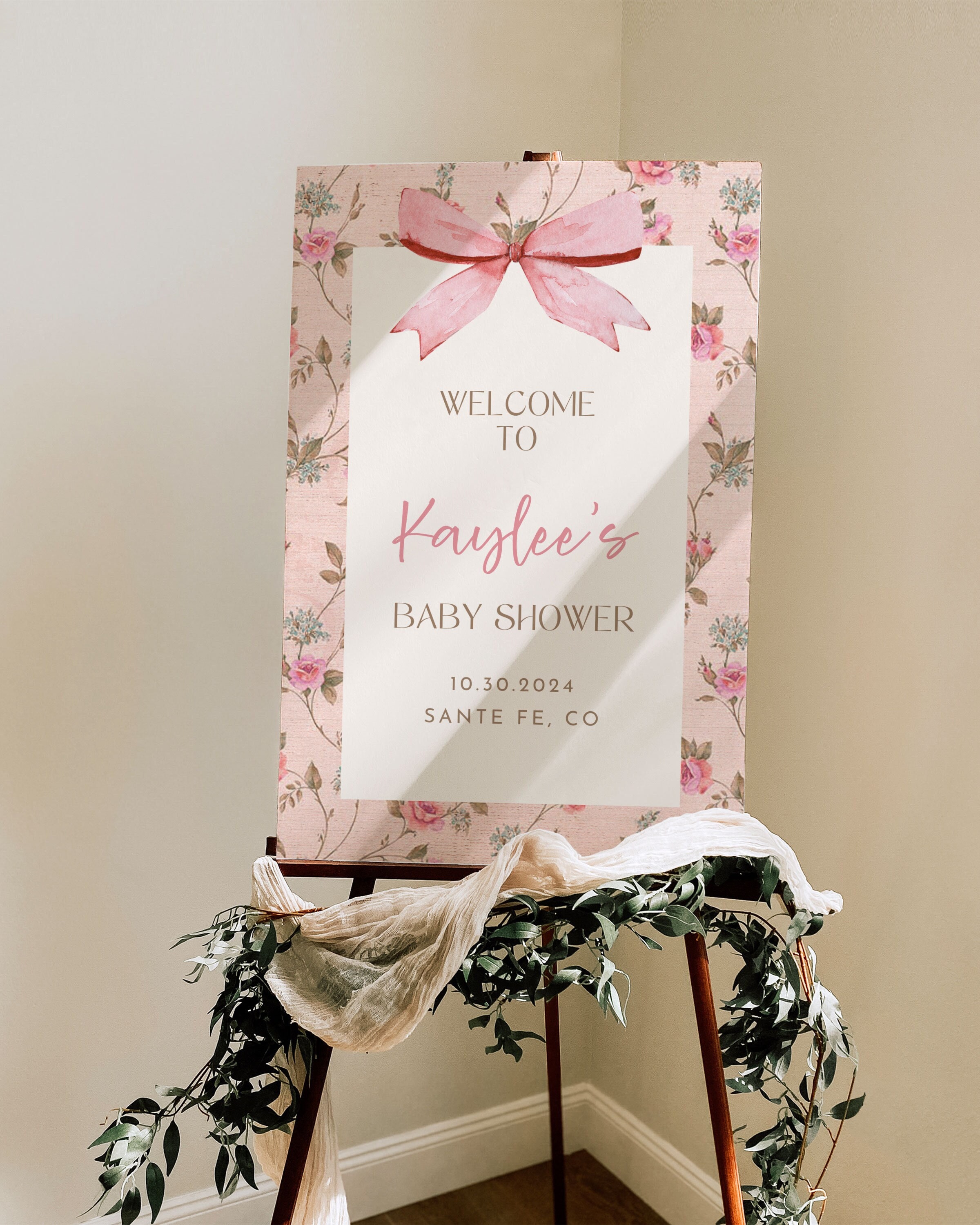 DIY Editable Coquette Shabby Chic Baby Shower Sign, Customizable ...