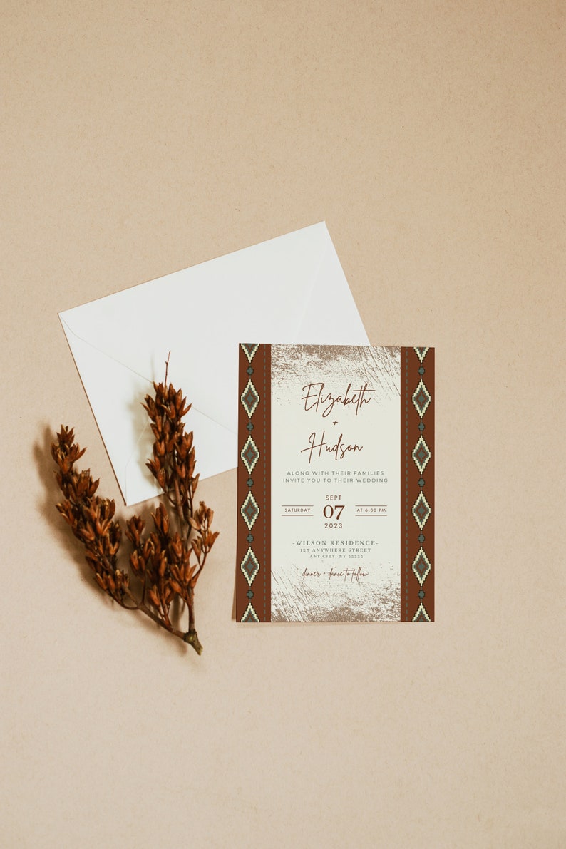 Aztec Western Wedding Invitation Suite, Southwestern Wedding Invitation ...