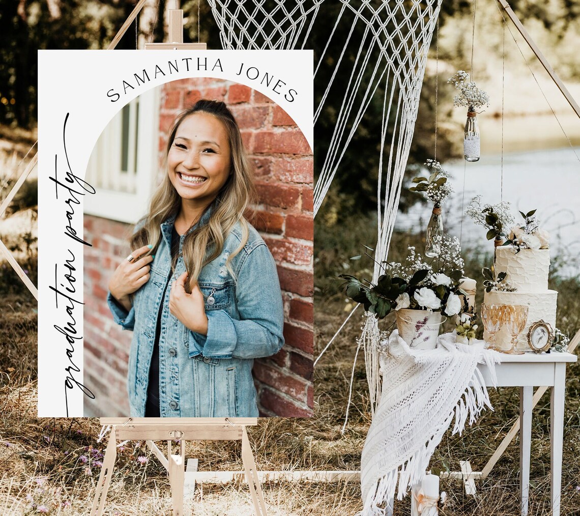 Arch Photo Graduation Welcome Sign Template Editable Grad - Etsy