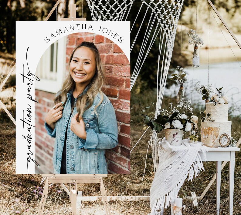 Arch Photo Graduation Welcome Sign Template Editable Grad - Etsy