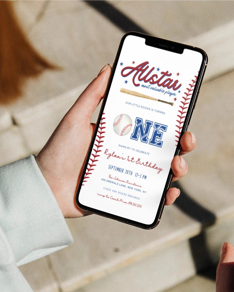 MVP Baseball Birthday Invitation, Baseball First Birthday Text Invite ...