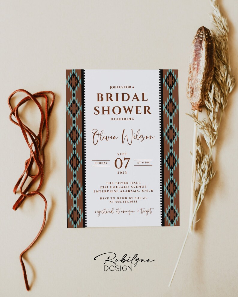 Southwestern Aztec Western Bridal Shower Invitation Suite, Terracotta ...