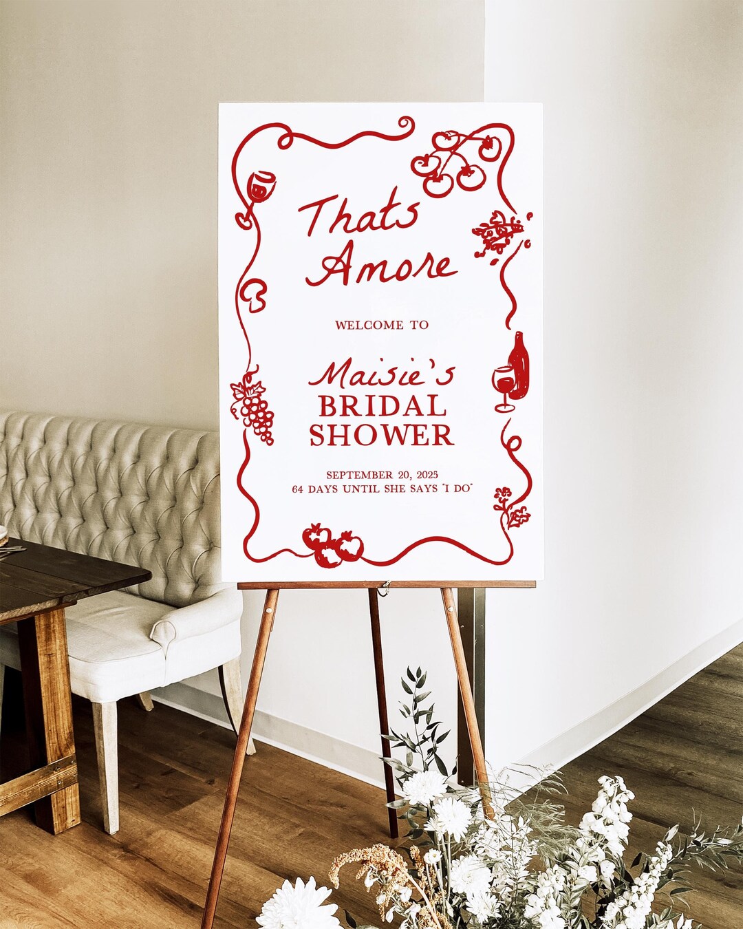 Thats Amore Party Welcome Sign Template, Hand Drawn French Style ...