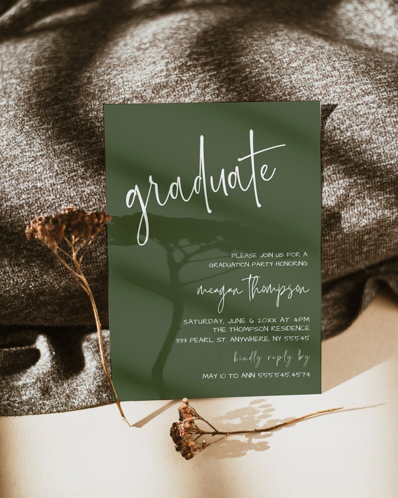 Graduation Party Invitation Template, Minimalist Graduation ...