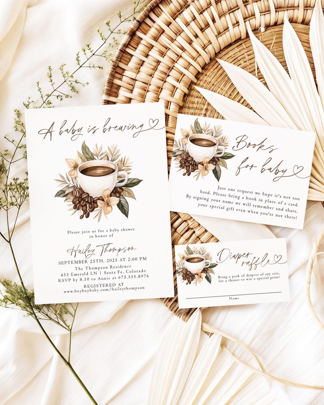 Coffee Baby Shower Invitation Template, Baby is Brewing Baby Shower ...