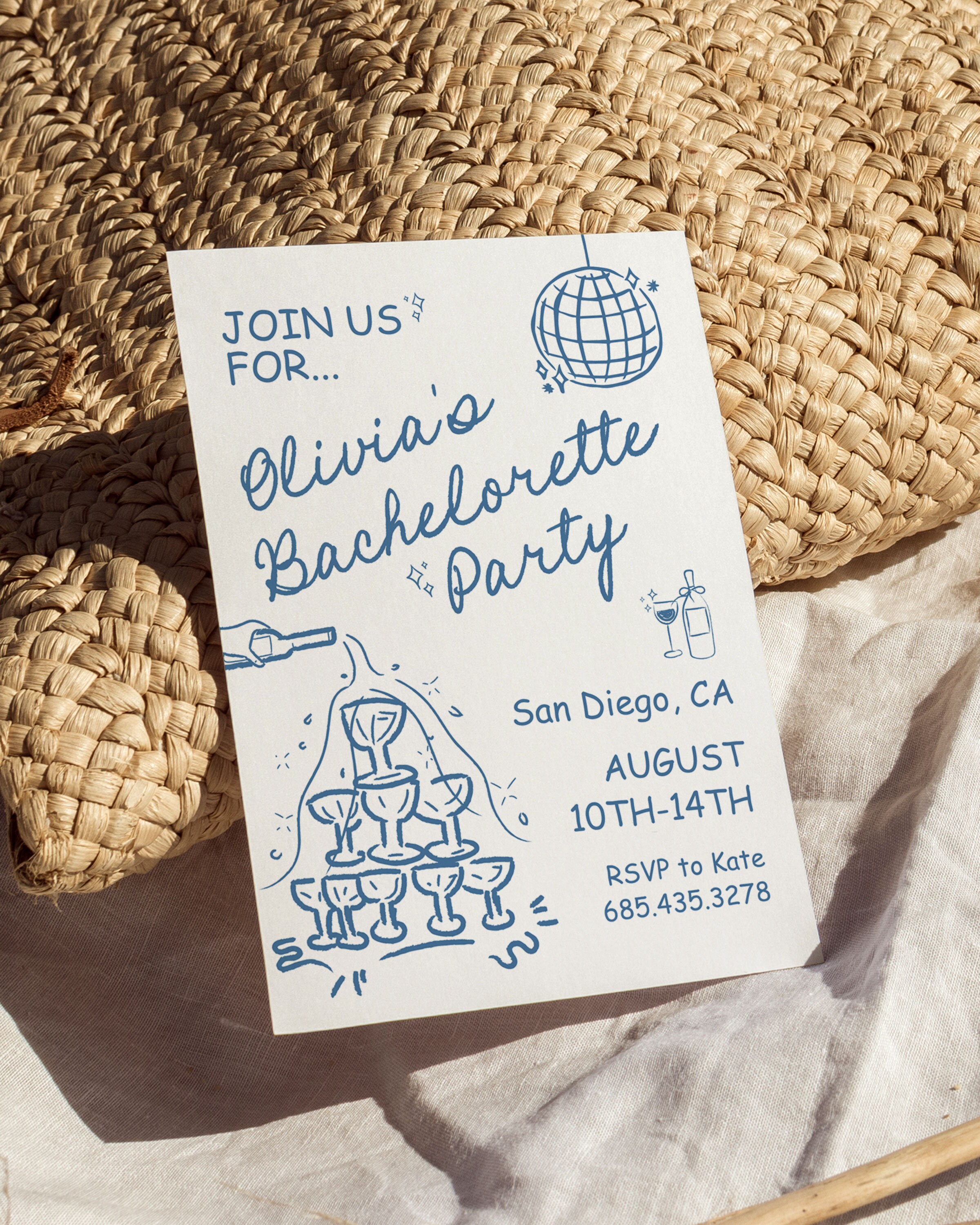 Champagne Tower Bachelorette Party Invitation Itinerary Template, DIY ...